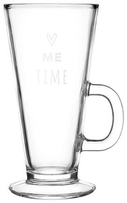 Skleněný hrnek se srdíčkem Me Time - 9*8*15 cm / 250 ml