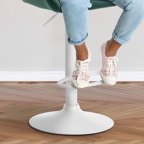 Barová židle Braga samet bílá konstrukce – tmavě zelená