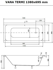 BESCO Obdélníková vana TERMI Nožičky k vaně - Bez nožiček, Rozměr vany - 120 × 70 cm - OLVTER12