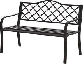 3-místná zahradní lavička Outsunny v rustikálně elegantním stylu pro zahradu nebo terasu, 128D x 60Š x 89V cm, epoxidový kov, litina, hnědá