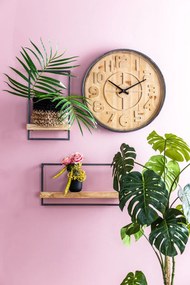 Nástěnná dřevěná polička Maddison v kovovém rámu - 60*15*30 cm