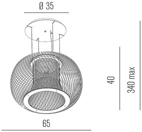 Metal Lux 242.065.02 Impossible C, bílé drátěné svítidlo, 3x15W LED 2700K, prům.65cm