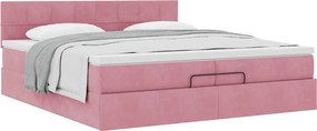 Osmanský rám postele s matrací růžová 200x200 cm samet 3311800