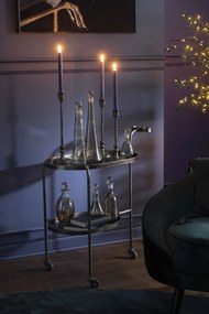 Set 3ks granitový antik kovový svícen na úzkou svíčku Becca - Ø 10*40 cm