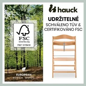Hauck Alpha+ set 2v1 dřevěná židle, natural + polstrování Melange char