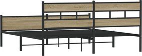 Kovový rám postele bez matrace dub sonoma 200 x 200 cm 3308507