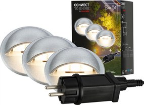 BRI 3922034 CONNECT TO SHINE startovací sada Teak 3ks LED zapuštěných svítidel do země, IP65 - BRILONER