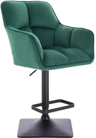 LuxuryForm DESIGN Barová židle AMALFI VELUR na černé hranaté podstavě - zelená