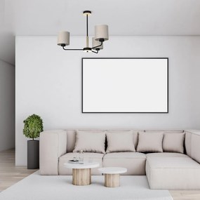 Lustr Atlanta, 3x lněné stínítko, b/dřevo