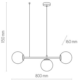 TK-LIGHTING Závěsné osvětlení CELESTE, 3xE27, 60W, koule, černobílé 6218