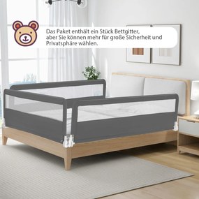 Costway 180 cm dlouhá skládací tyč na postel s bezpečnostními popruhy 180°