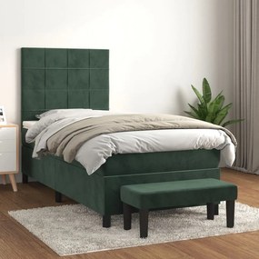 Box spring postel s matrací tmavě zelená 80 x 200 cm samet 3137812