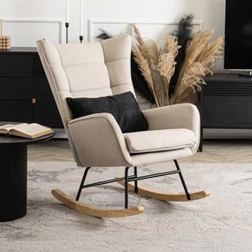 Designové houpací křeslo Bergen béžová strukturovaná tkanina