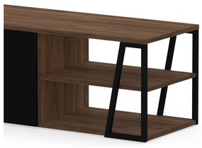 Černý TV stolek v dekoru ořechu 190x45 cm Albi - TemaHome