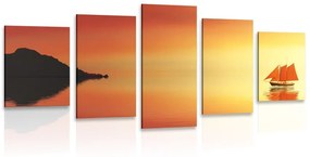 5-dílný obraz oranžová plachetnice Varianta: 200x100
