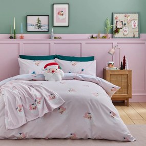 Růžové povlečení na dvoulůžko 200x200 cm Vintage Christmas Santa – Catherine Lansfield