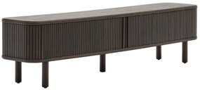 OnaDnes -20% Tmavě hnědý dřevěný TV stolek Kave Home Mailen 200 x 40 cm