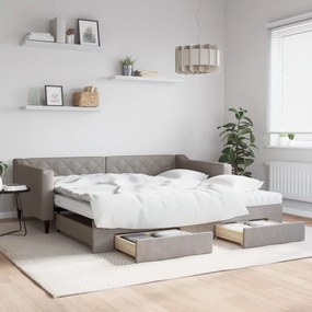 Válenda s přistýlkou a zásuvkami taupe 100 x 200 cm textil 3197488