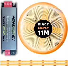 Set 11M Led pásek Cob 480 diod 3000K bílý teplý 24V 10W s napájecím zdrojem
