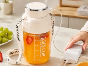 Verk Group Láhev s mixérem usb 1200 ml, hrnek na smoothie, šejker se slámkou a páskem