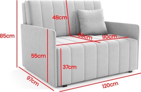 Eka Pohovka NERO II, 120 cm Barva látky: Světle šedá (Kronos 53)