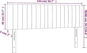 Čelo postele s LED světle šedé 144 x 5 x 78/88 cm samet 3121898