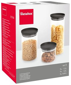 Skleněné dózy na potraviny v sadě 3 ks – Metaltex