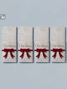 Sinsay - Vánoční pouzdro na příbory s mašlí a nápisem Christmas - béžová