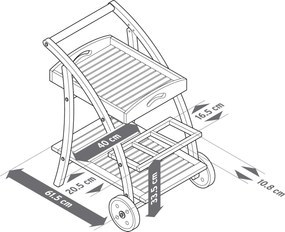 Tchibo - Barový vozík s odnímatelným podnosem - barva: hnědá