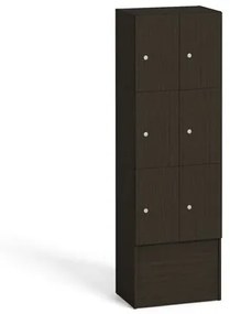 Dřevěná odkládací skříňka s úložnými boxy, 6 boxů, wenge