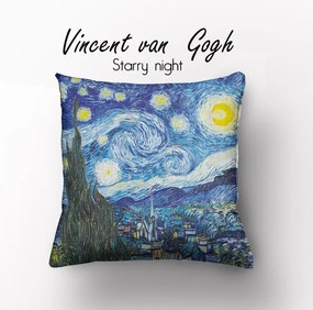 Lenbutik Povlak na polštář 45x45 cm Vincent Van Gogh Hvezdná noc /Starry night