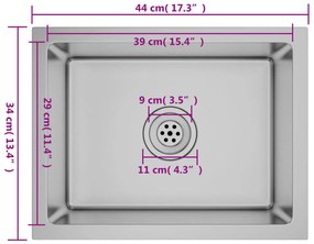 vidaXL Marketos Ručně vyrobený kuchyňský dřez nerezová ocel