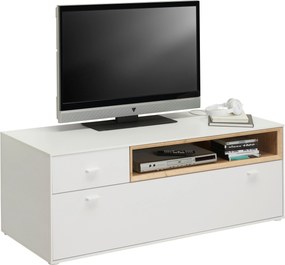 XXXLutz KOMODA POD TELEVIZI, bílá, barvy dubu, 130/48/50 cm Hom`in - Dětské pokoje sestavy - 000003000613