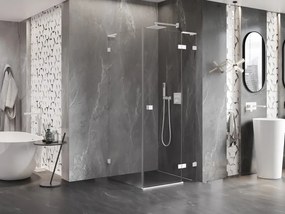 Mexen Lunar, L pravý výklopný sprchový kout 90 x 90 cm, 8mm čiré sklo, bílý profil, 834L-090-090-20-00-P