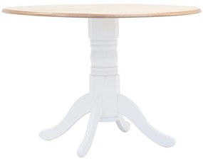 Jídelní stůl - masivní kaučukovník - bílo-hnědý | 106 cm