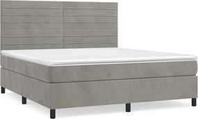 Box spring postel s matrací světle šedá 160x200 cm samet 3143091
