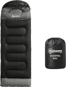 Outsunny lehký kompaktní spací pytel pro dospělé, 3 sezóny, vodotěsný, přenosný, malá velikost, pro kempování, černý