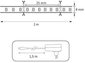 LED pásek 2m LED/18W/12V 4000K