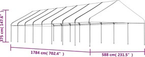 Altán se střechou bílý 17,84 x 5,88 x 3,75 m polyethylen 3155524