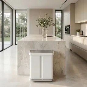 Simplehuman 58 l (34/24) bílá ocel / Pedálový odpadkový koš na tříděný