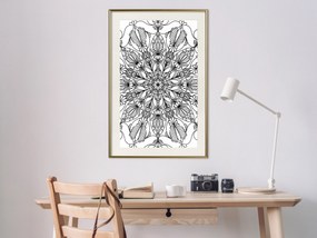 Artgeist Plakát černobílá mandala Velikosti (šířkaxvýška): 40x60, Finální vzhled: Bílý rám