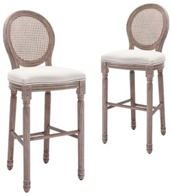 Barové židle 2 ks bílé lněné,  245352