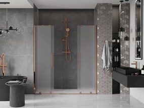Mexen Velar Duo, posuvné sprchové dveře do otvoru 200 cm, 8mm sklo námraza, růžové zlato, 871-200-000-32-60