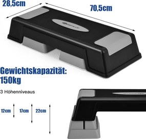 Costway Výškově nastavitelný aerobní stepper s 3 úrovněmi 12 / 17 / 22 cm