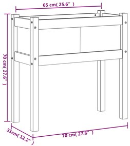 Zahradní truhlík s nohami bílý 70 x 31 x 70 cm masivní borovice,  837556