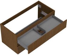Mexen Rivel, koupelnová skříňka 100 cm, 2 zásuvky, drážkovaná, ořech, 91A20-10047-2-BFF86