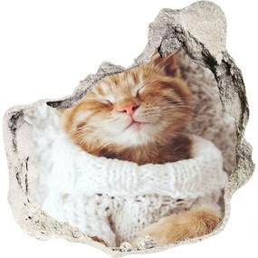 Wallmuralia Samolepící nálepka beton Kočka ve svetru 75x75 cm