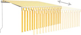 vidaXL Ručně zatahovací markýza s roletou a LED 3 x 2,5 m [3069263] Barva: Žluto-bílá