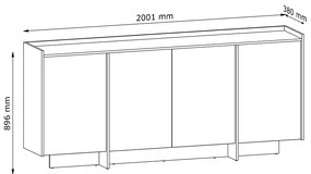 Komoda JAPANDI K4D | 200 cm | dub cremona | otevírání PUSH-OPEN