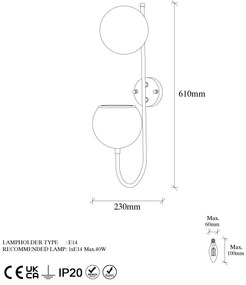 OPVIQ Nástěnné světlo POT černé mléčné